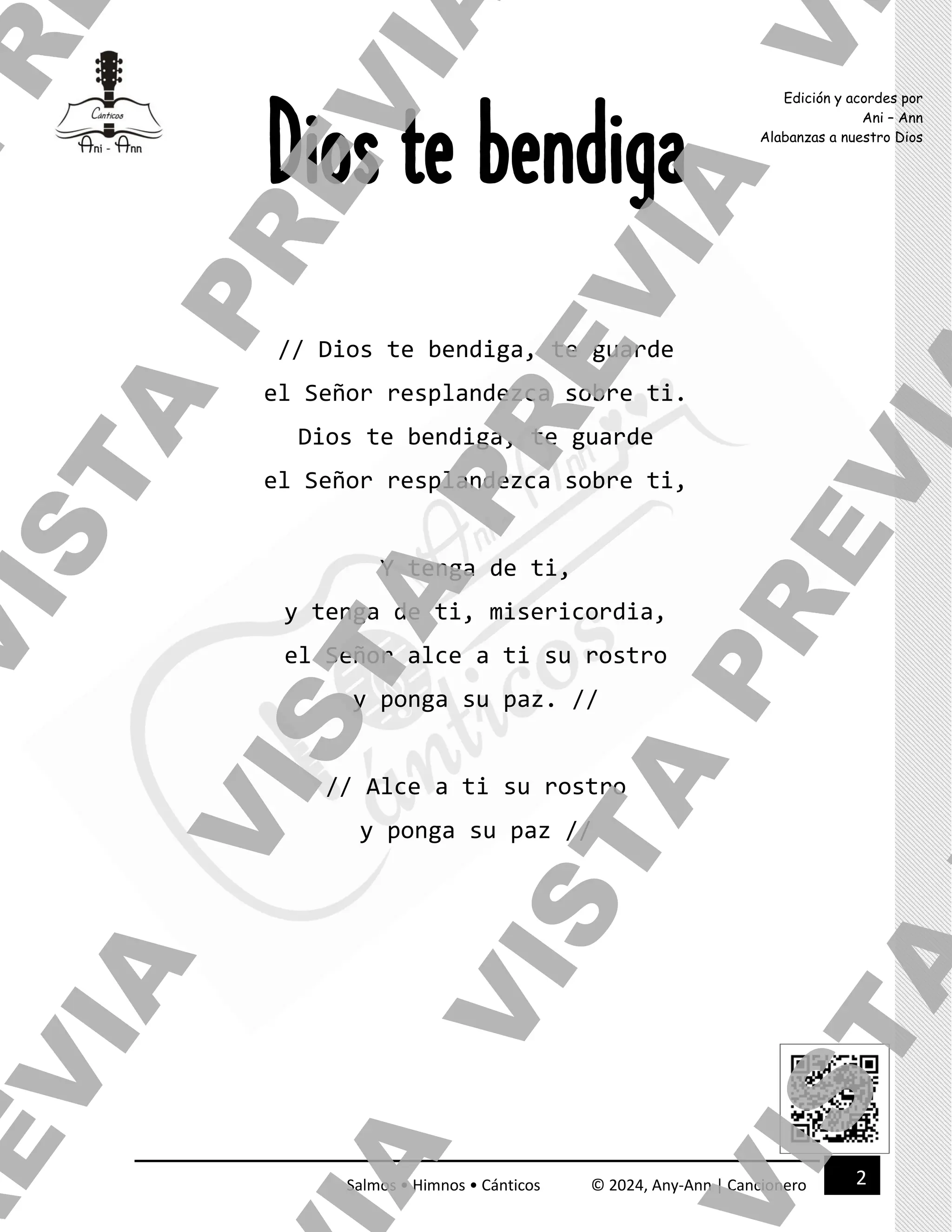 Dios Te Bendigaletra Y Acordes De Guitarrapdf