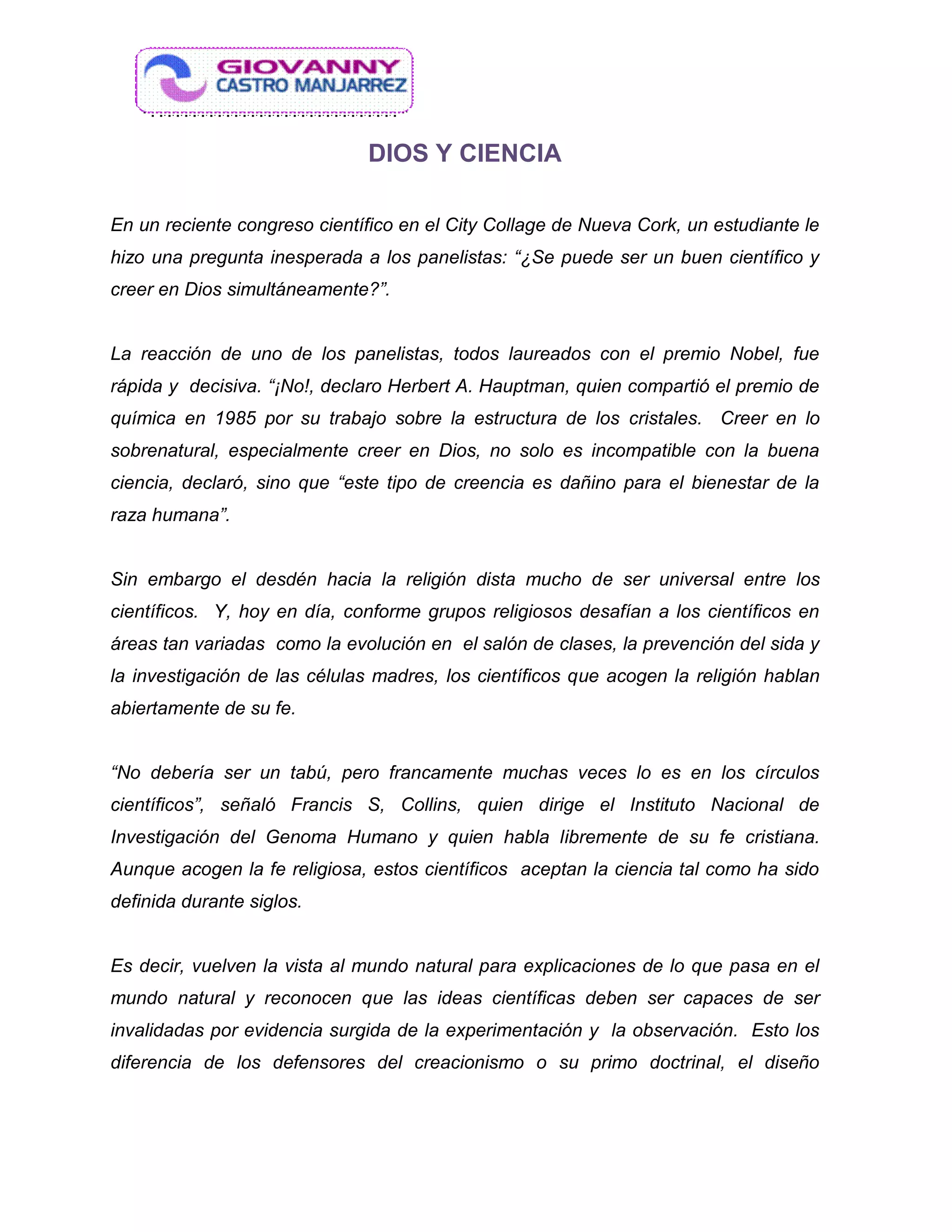 Dios y Ciencia | PDF