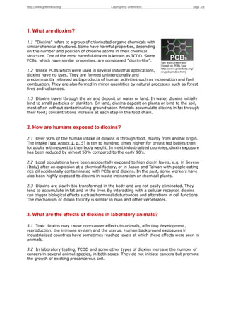 Scientific Facts on Dioxins | PDF