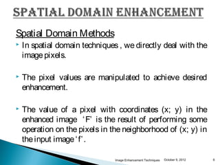 Frequency Domain Image Enhancement Techniques | PPT