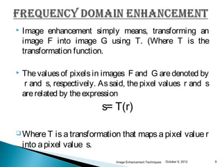 Frequency Domain Image Enhancement Techniques | PPT