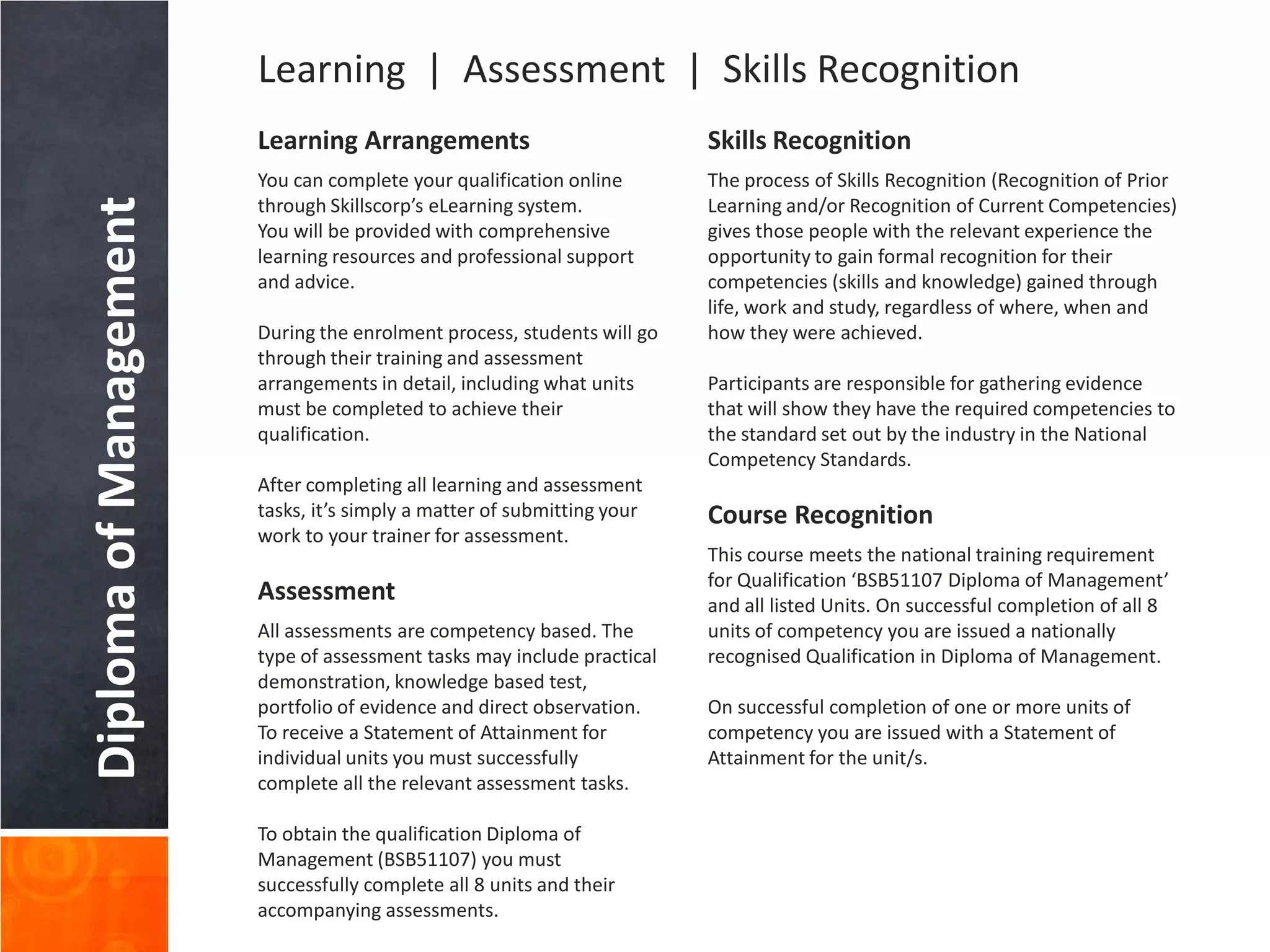 BSB51107 Diploma of Management Brochure | PPT