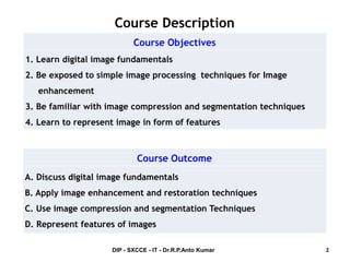Digital Image Processing - Course Description | PPTX