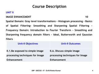 Digital Image Processing - Course Description | PPTX