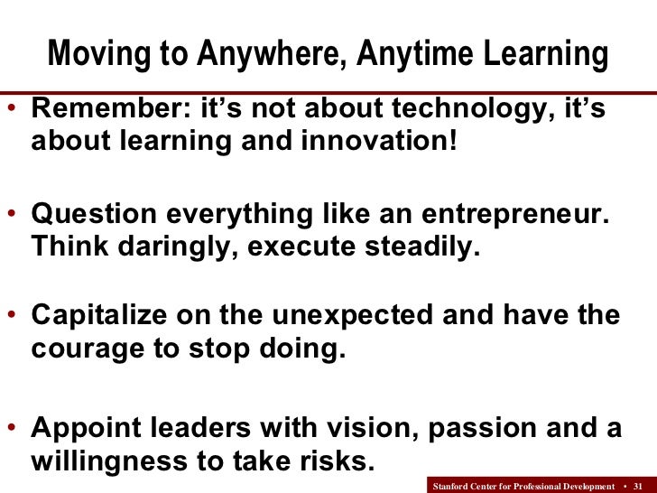 Moving to Anywhere, Anytime Learning - Institutional Strategies for M…