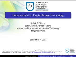 Enhancement in Digital Image Processing | PDF