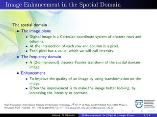 Enhancement in Digital Image Processing | PDF