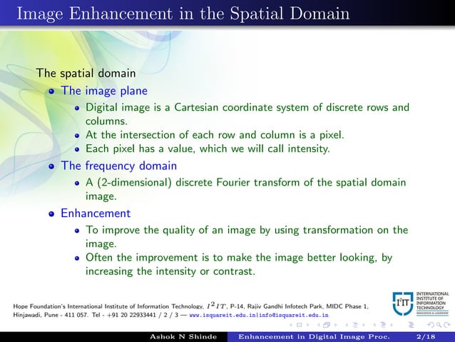 Enhancement in Digital Image Processing | PDF