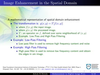 Enhancement in Digital Image Processing | PDF