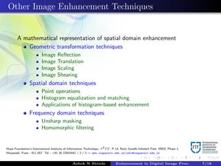 Enhancement in Digital Image Processing | PDF