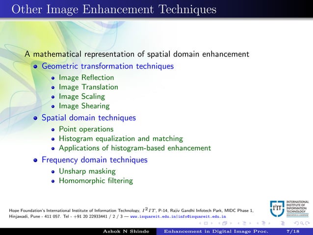 Enhancement in Digital Image Processing | PDF