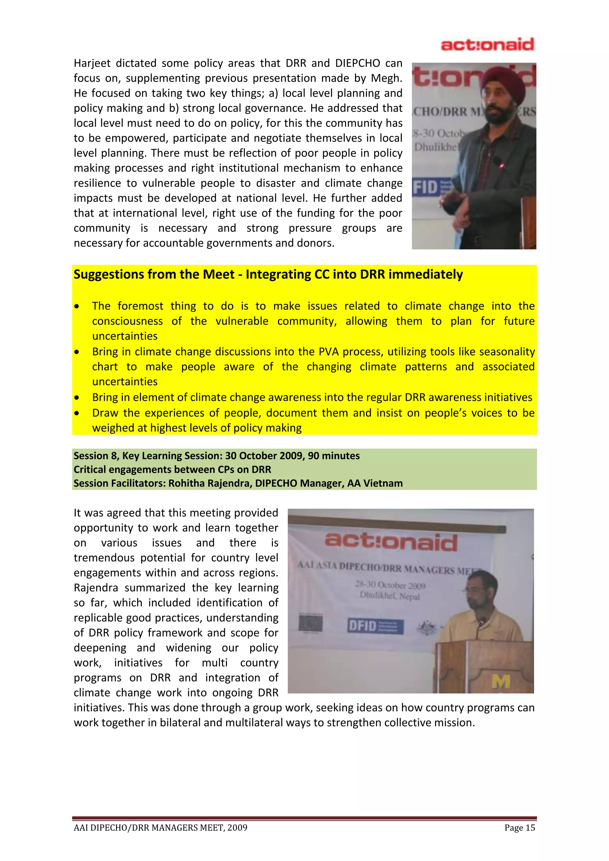 Dipecho drr managers meet 2009 report | PDF | Environment | Science