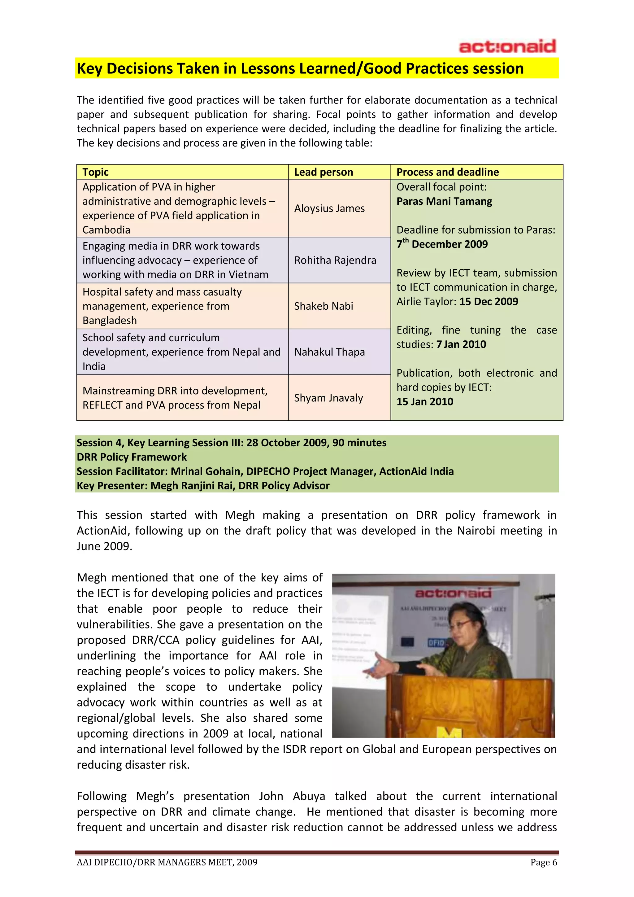 Dipecho drr managers meet 2009 report | PDF | Environment | Science