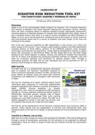 Dipecho5 program schedule for launching of drr tool kit | PDF