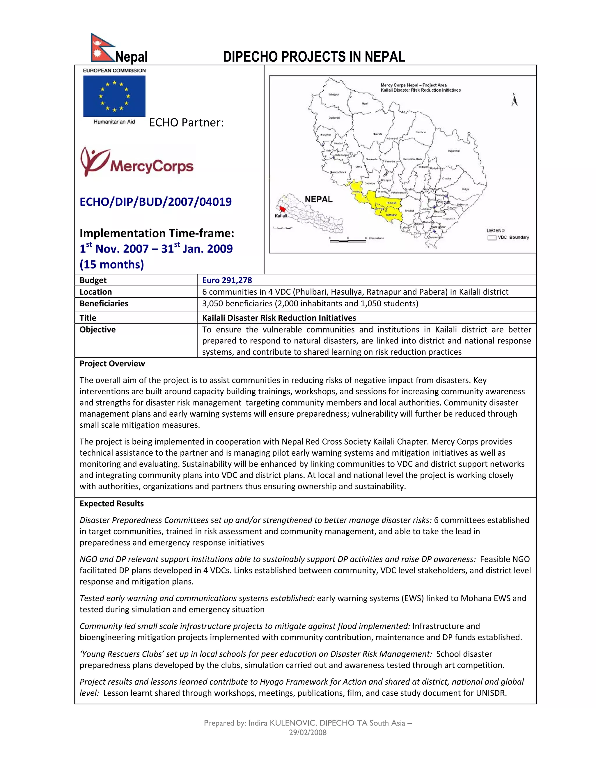 Dipecho iv project summary | PDF
