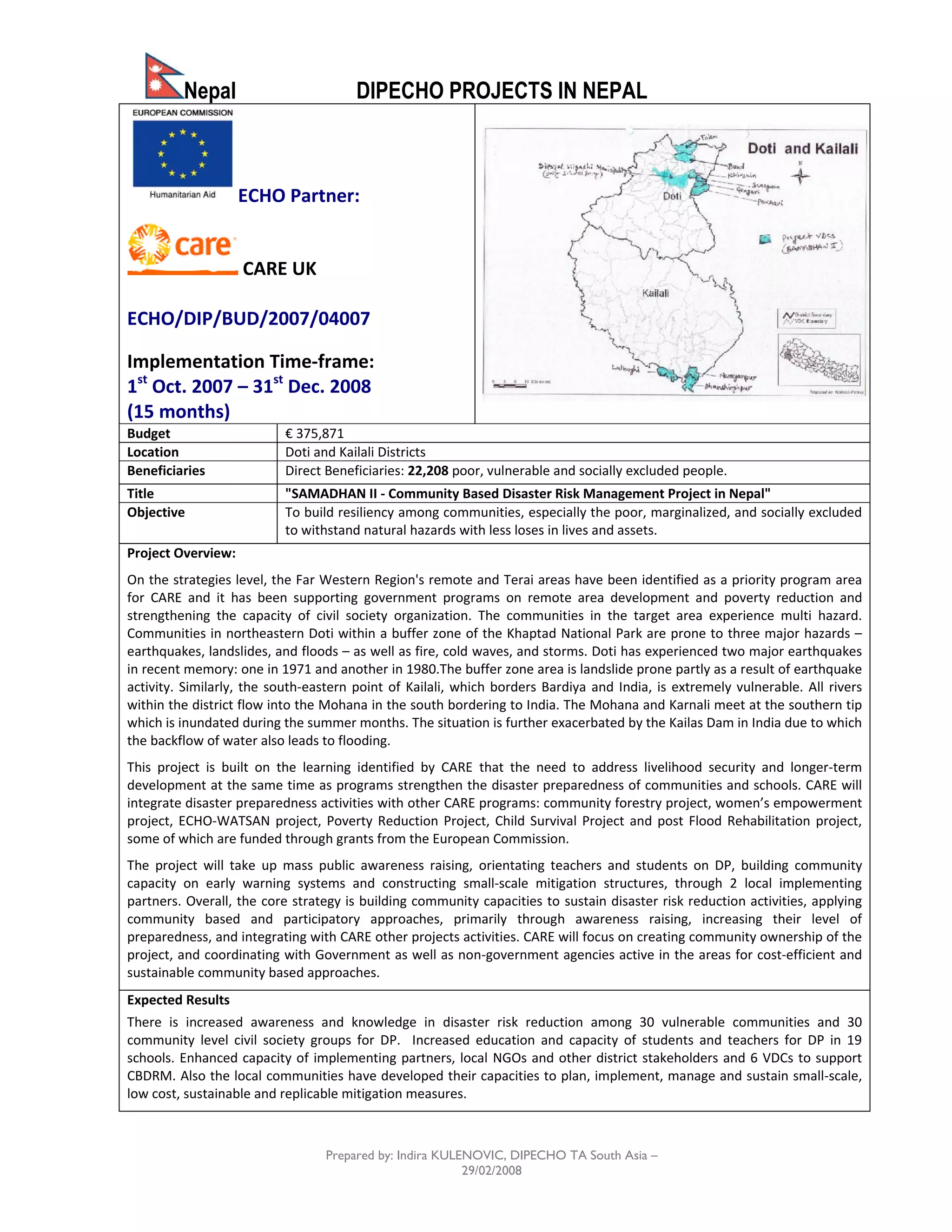 Dipecho iv project summary | PDF