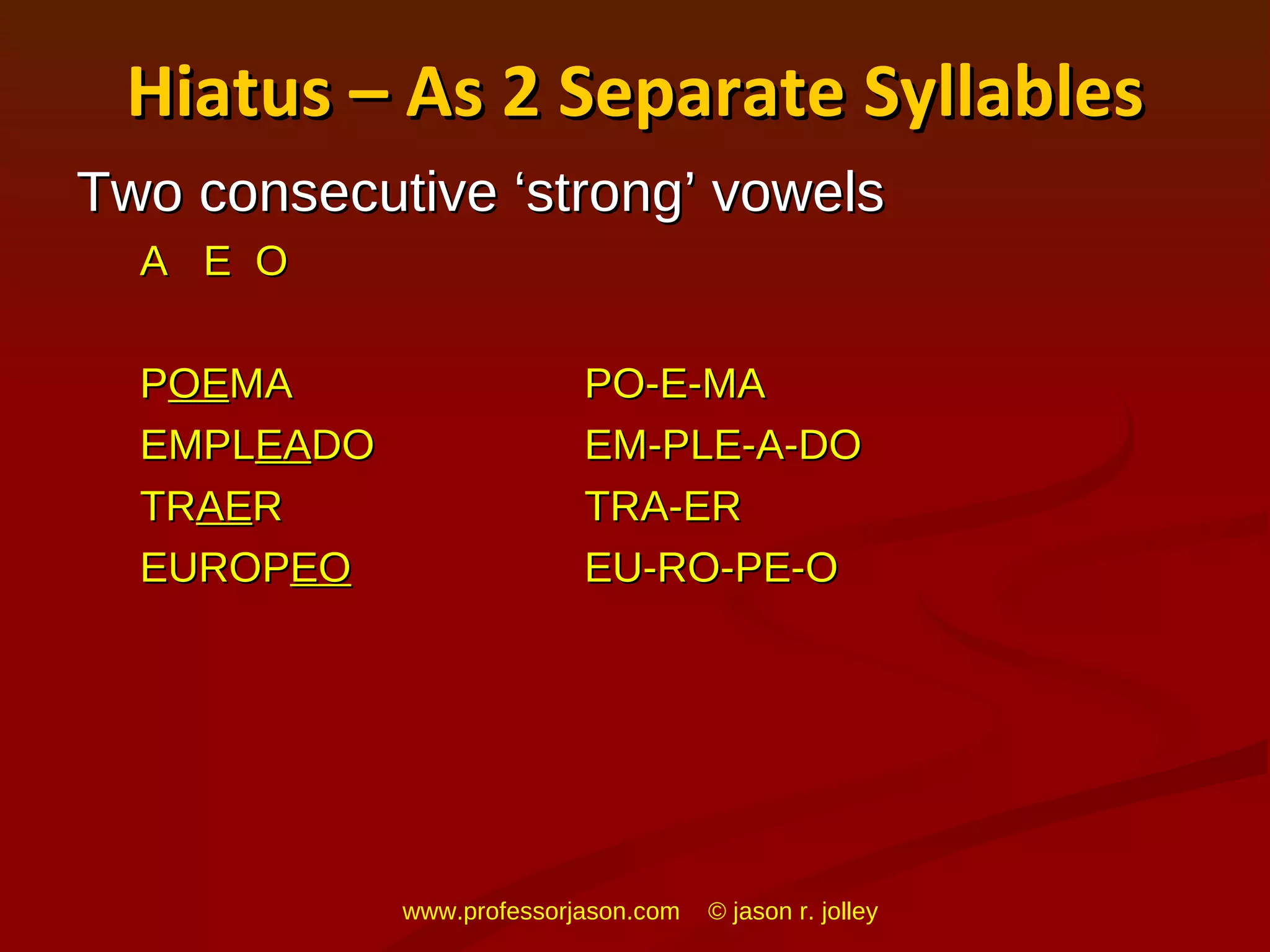 Pronouncing Spanish Vowel Combinations (Diphthongs/Hiatus) | PPT