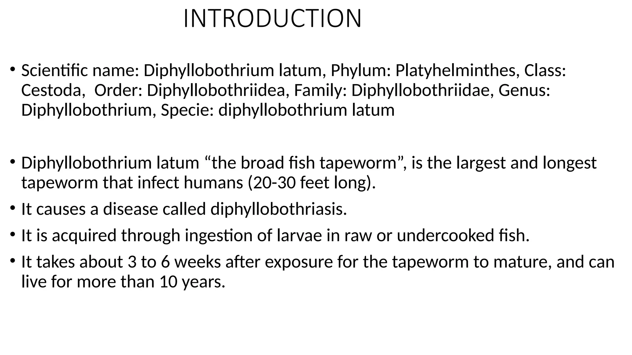 DIPHYLLOBOTHRIUM LATUM.pptx. . | PPTX