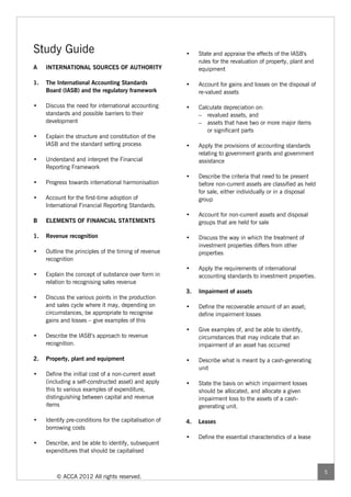 Syllabus & study guide for DipIFRS 2012 | PDF
