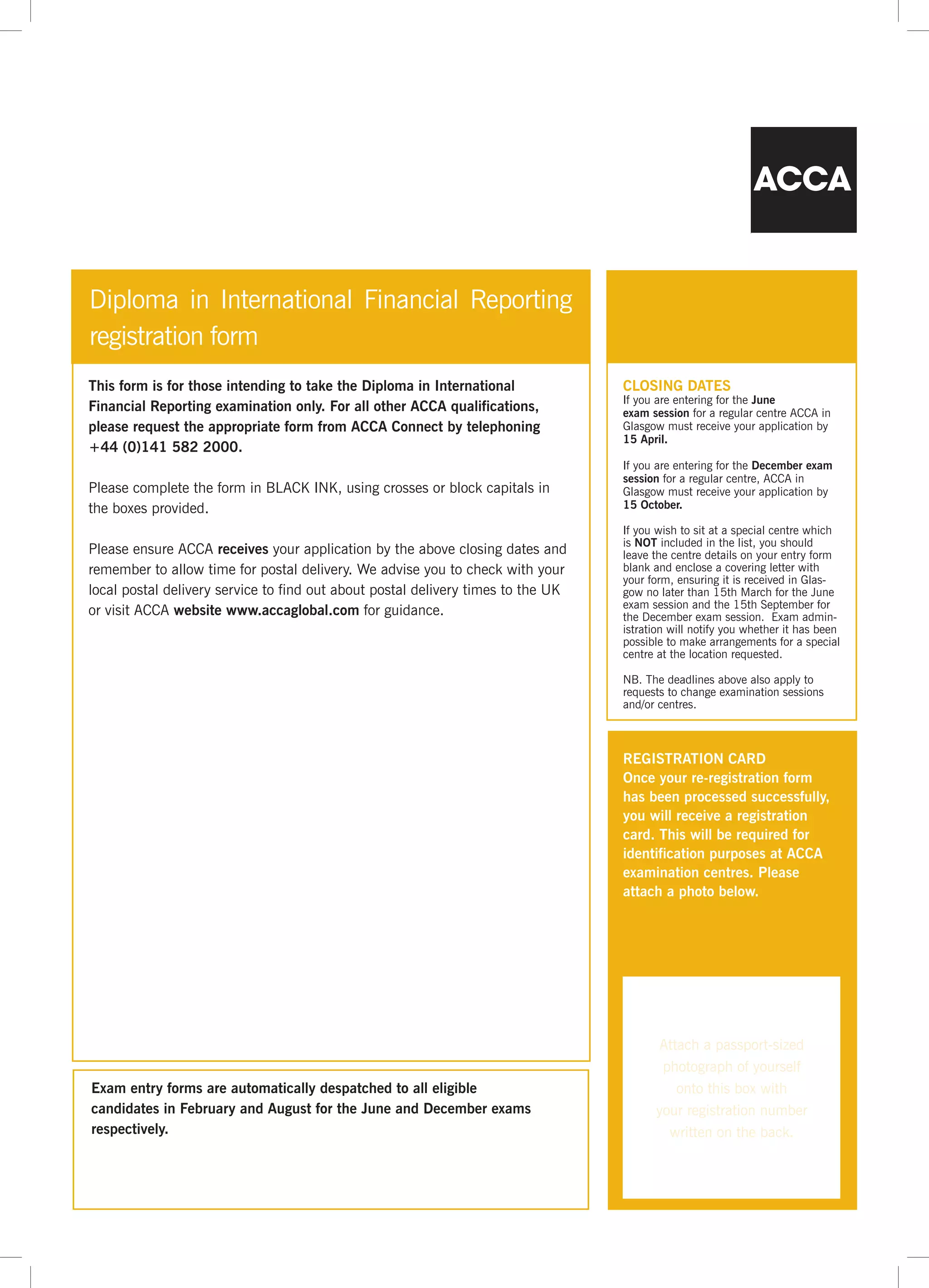 ACCA Dip in IFRS Registration Form | PDF