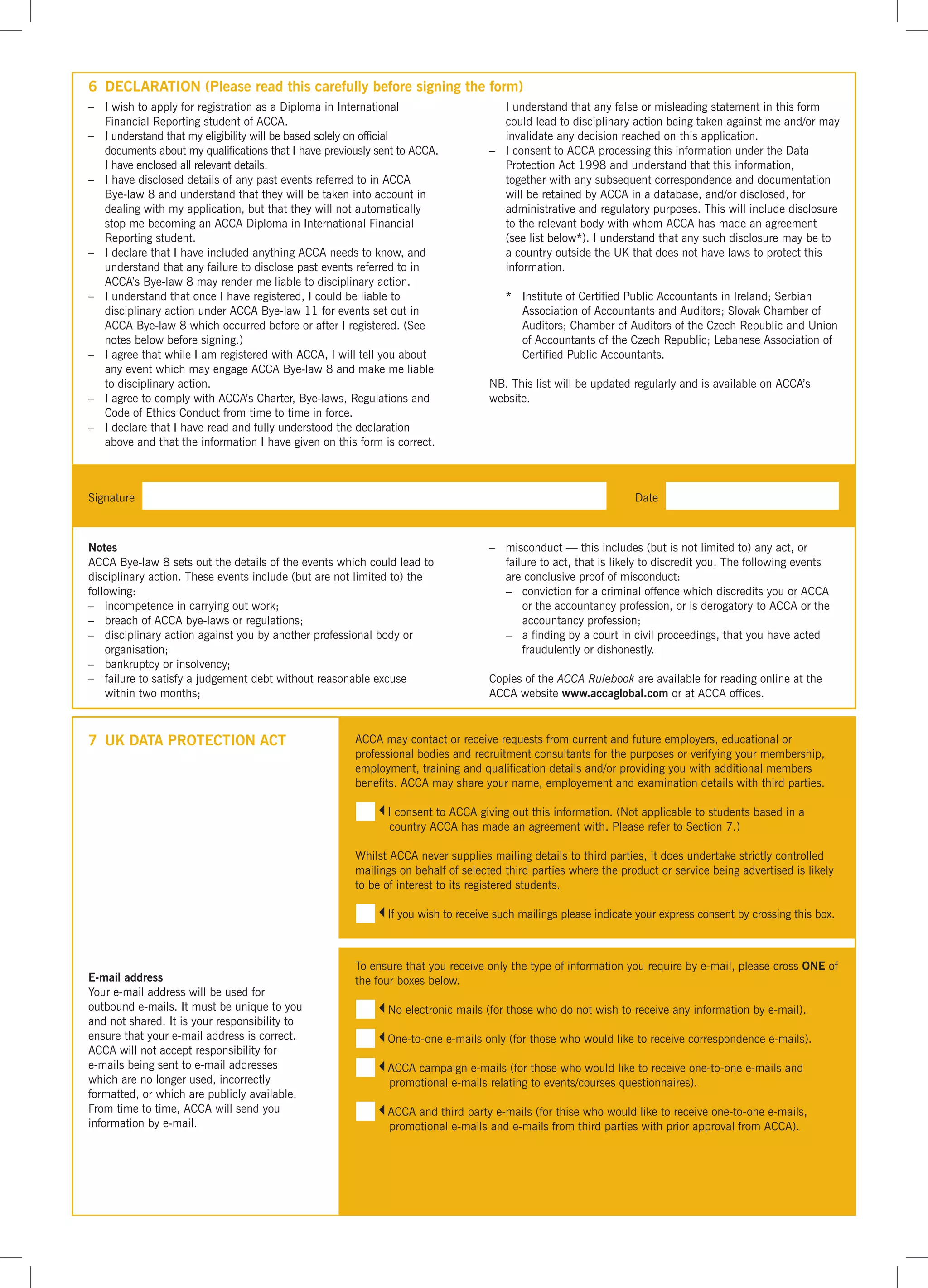 ACCA Dip in IFRS Registration Form | PDF