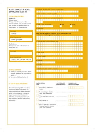 ACCA Dip in IFRS Registration Form | PDF