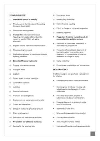 Syllabus, DipIFRS | PDF