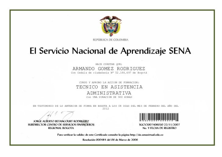 Certificados Sena