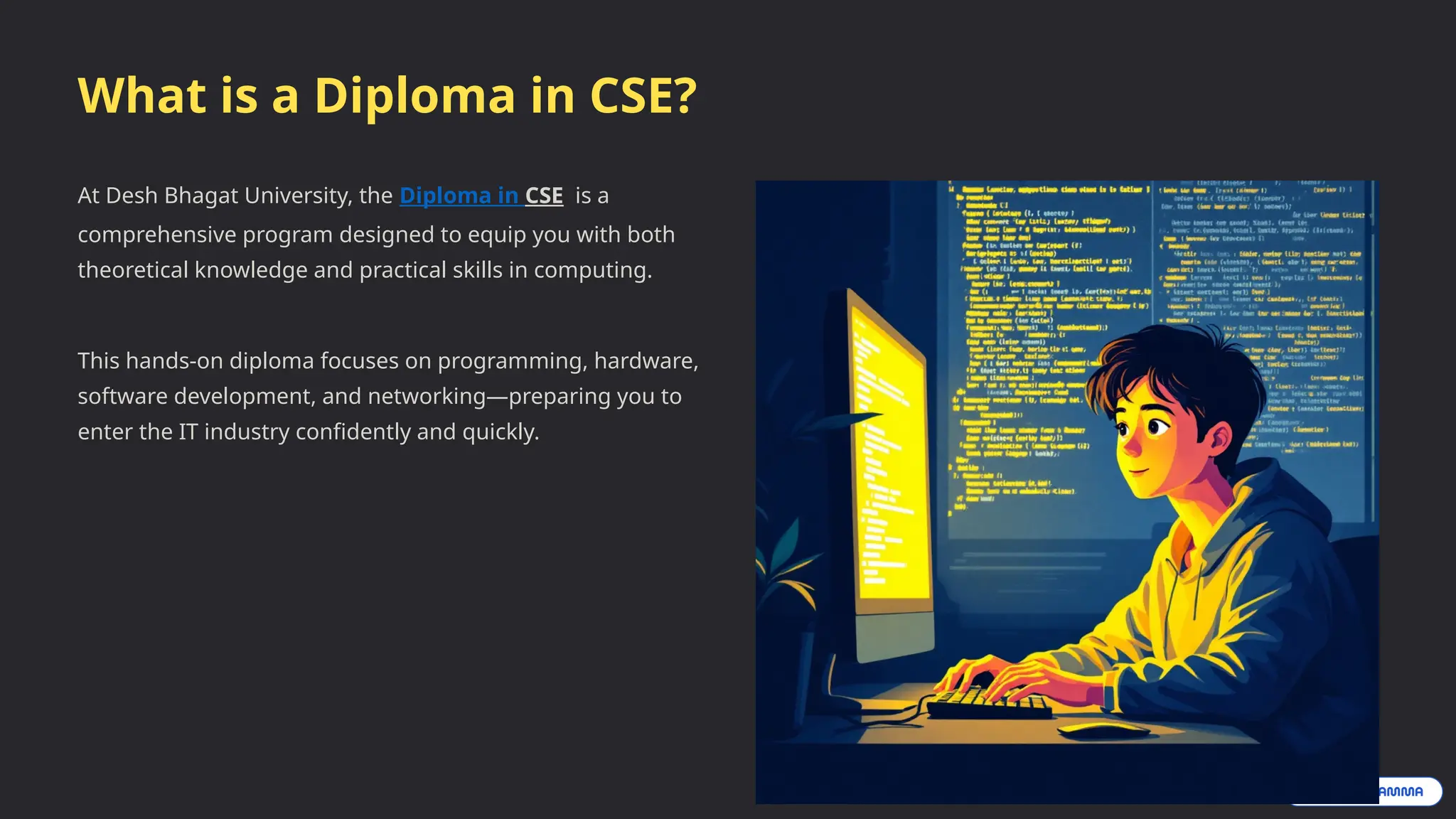 Diploma in CSE at Desh Bhagat University | PPTX