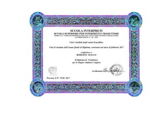 Diploma Roberto Maiani - | PPT