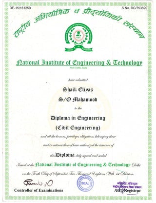 Diploma civil engineering certificate | PDF