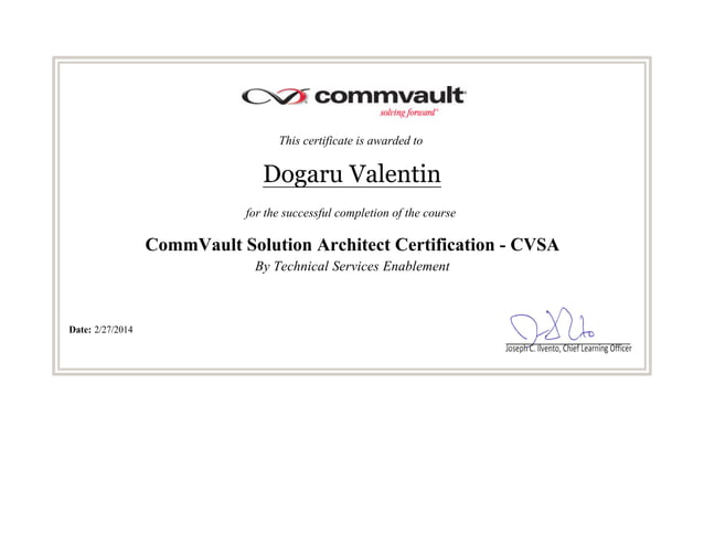 CommVault® Solution Architect Certification - CVSA | PDF