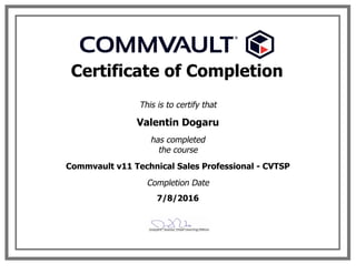 Diploma comm vault technical sales professional cvtsp v11 | PDF