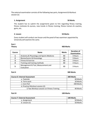 Diploma course for gym instructor | PDF