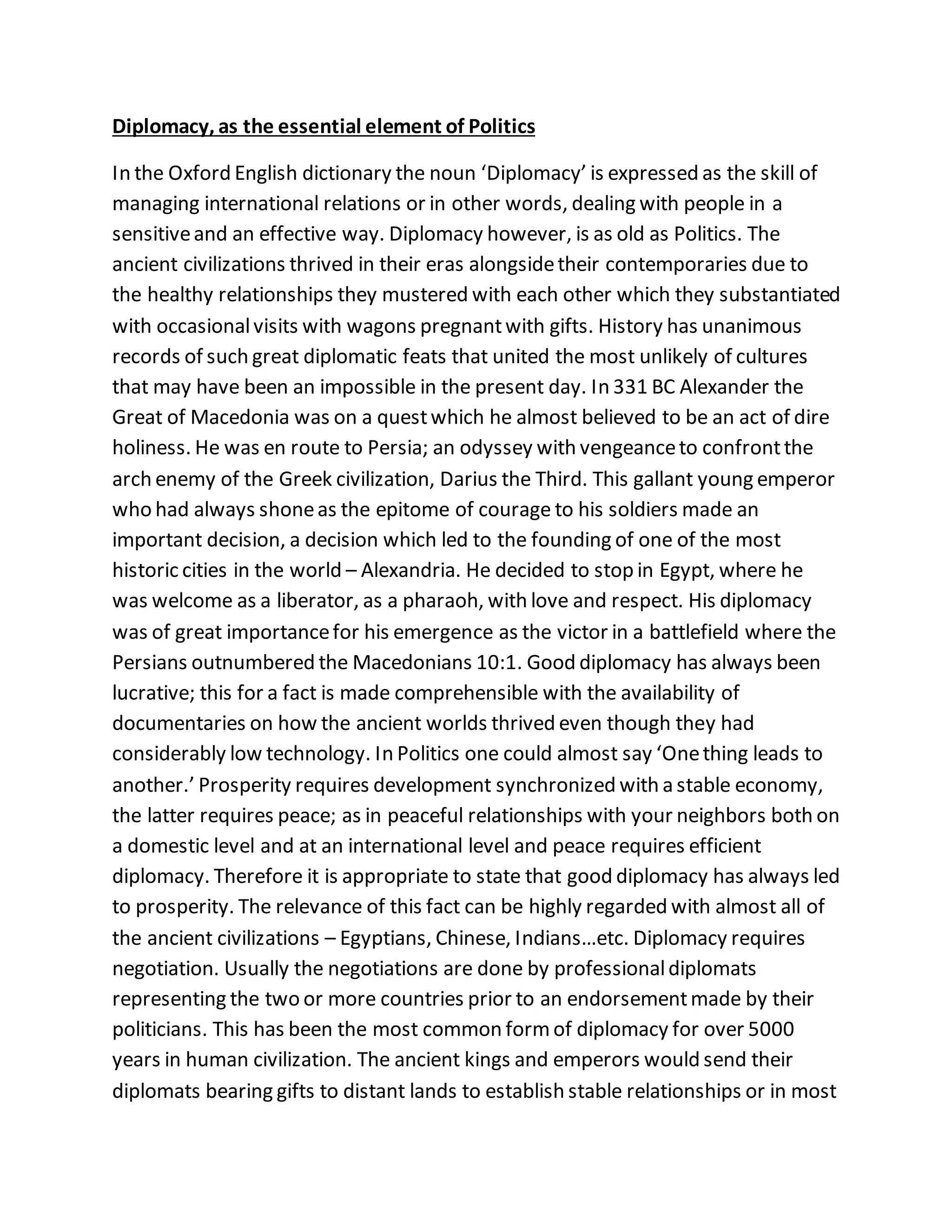 Diplomacy. | DOCX