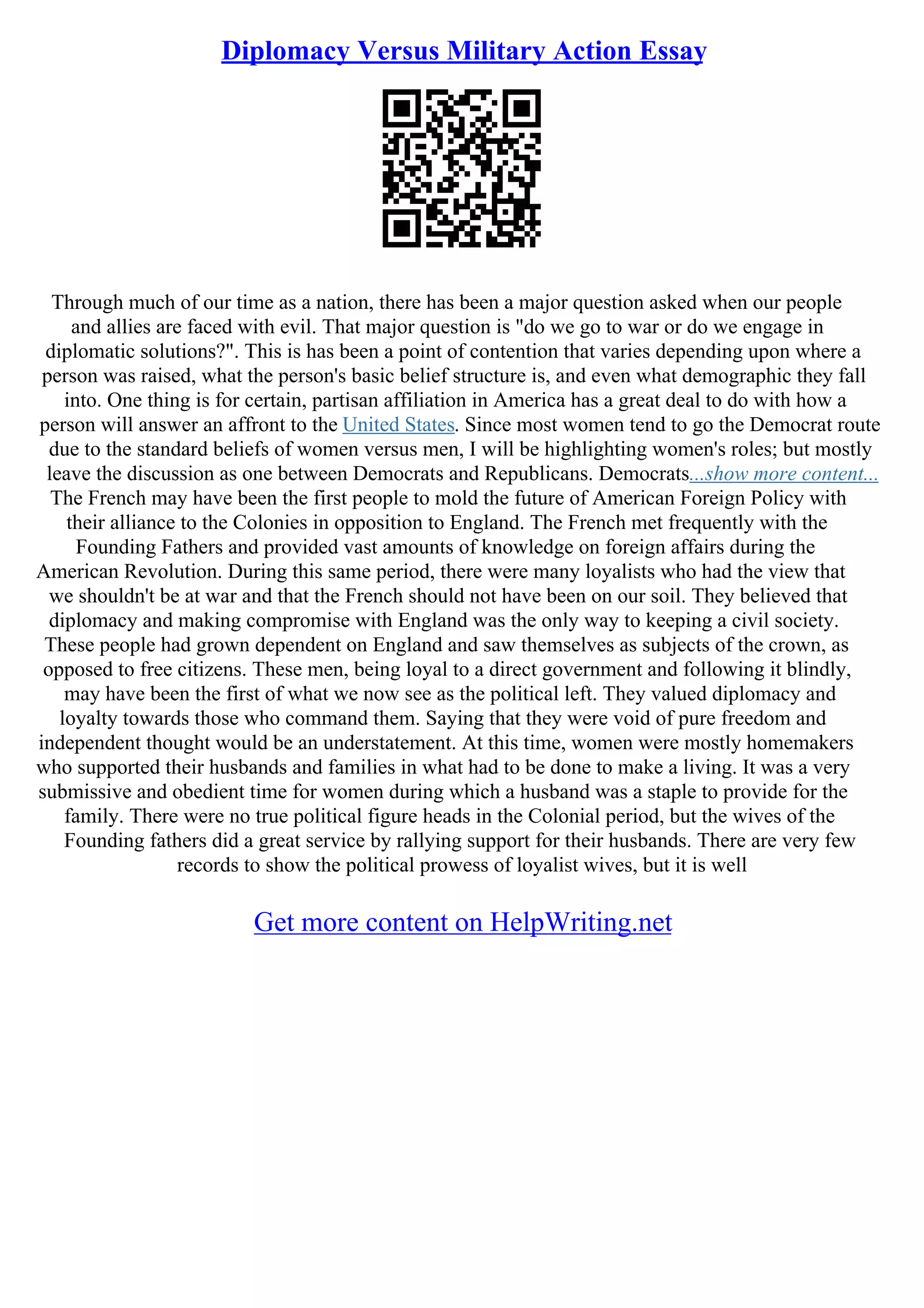 Diplomacy Essay | PDF