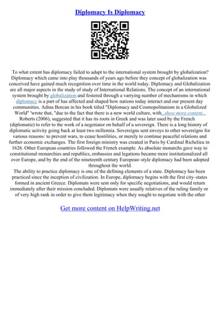 Diplomacy Essay | PDF