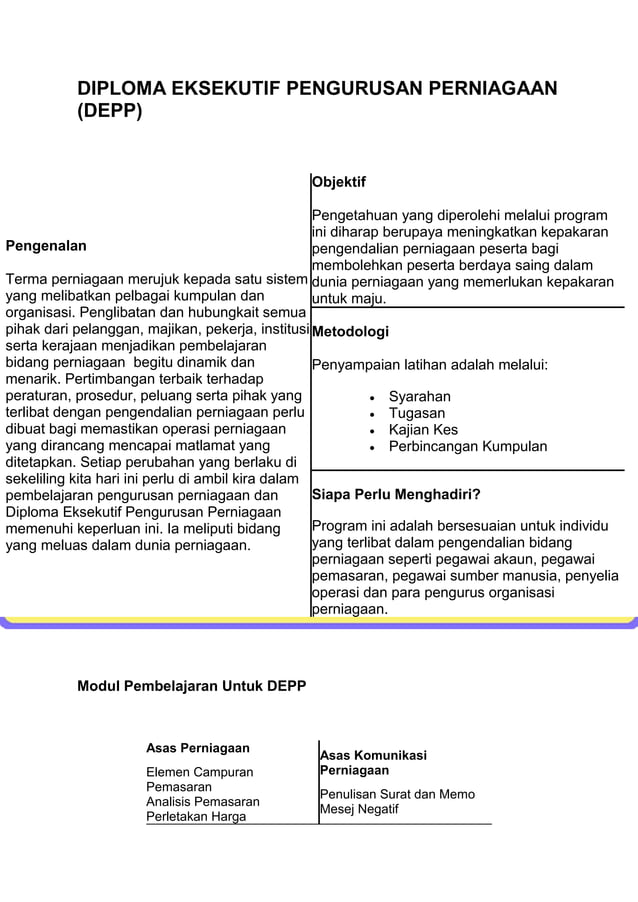 Diploma eksekutif pengurusan perniagaan | PDF