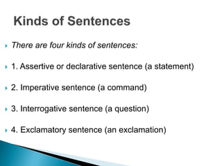 Diploma engg iv u-1.3 assertive, imperative, exclamatory sentences | PPT