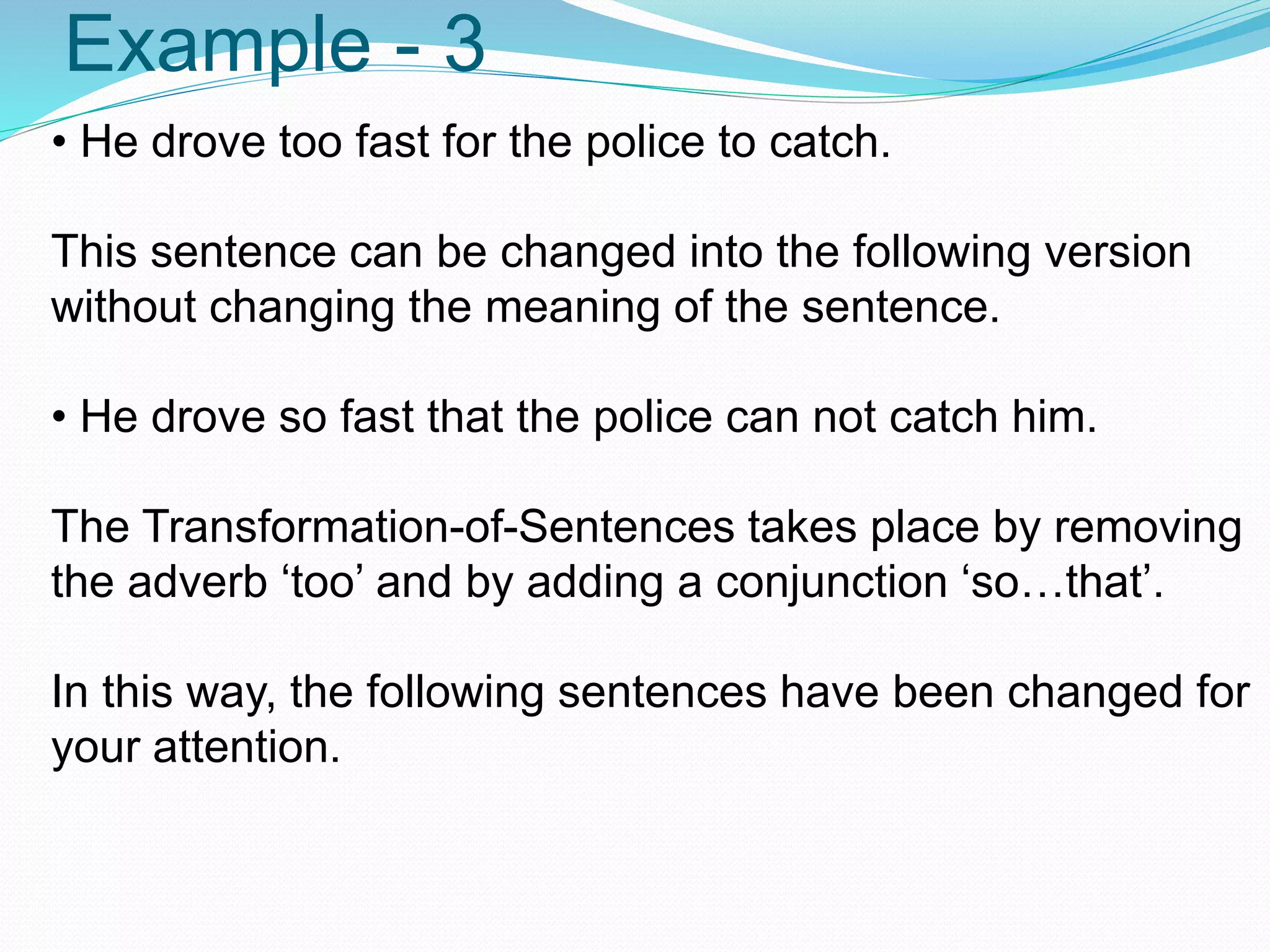 Diploma engg iv u-1.3 transformation of sentences | PPT