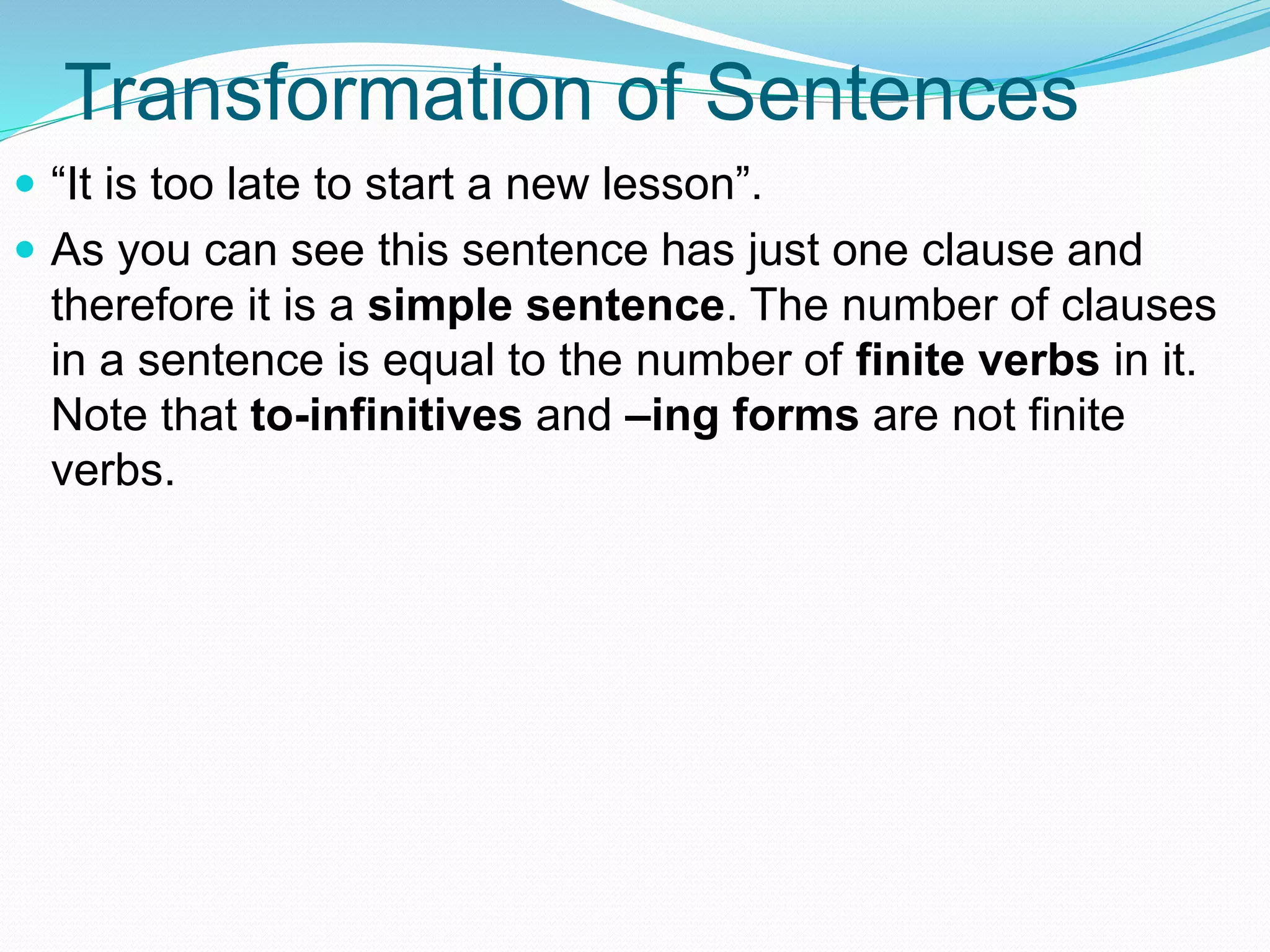 Diploma engg iv u-1.3 transformation of sentences | PPT