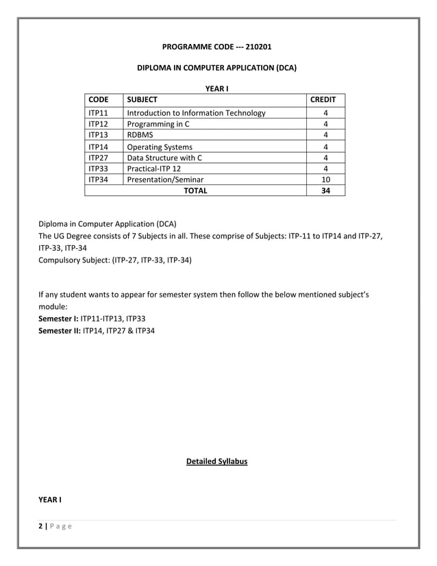 Diploma in computer applications | PDF