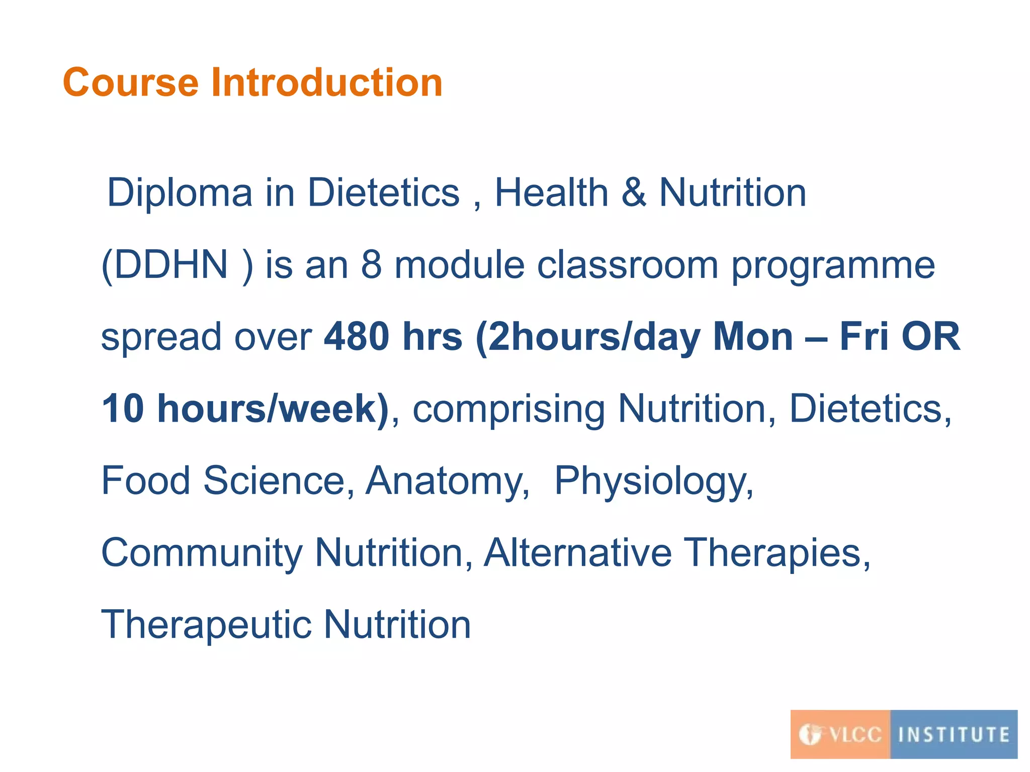 Diploma in Dietetics, Health and Nutrition | PPT