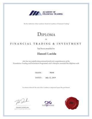 Diploma in Financial trading and investment Hanzel Lacida July 2019.pdf ...