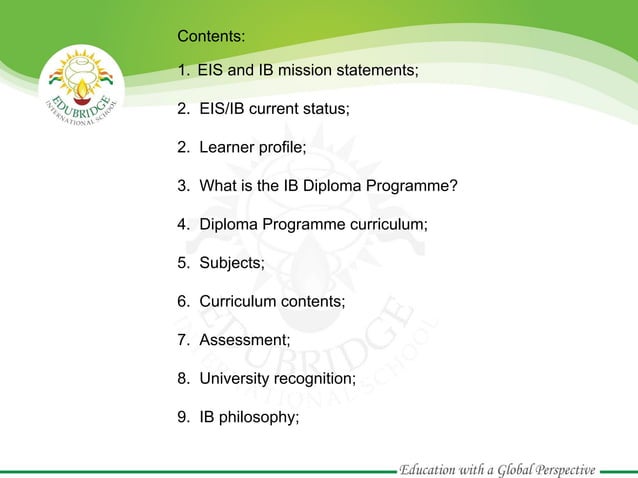 IB Diploma Information Session at EIS | PPT