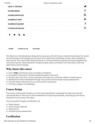 Diploma in Hairdressing - Janets | PDF