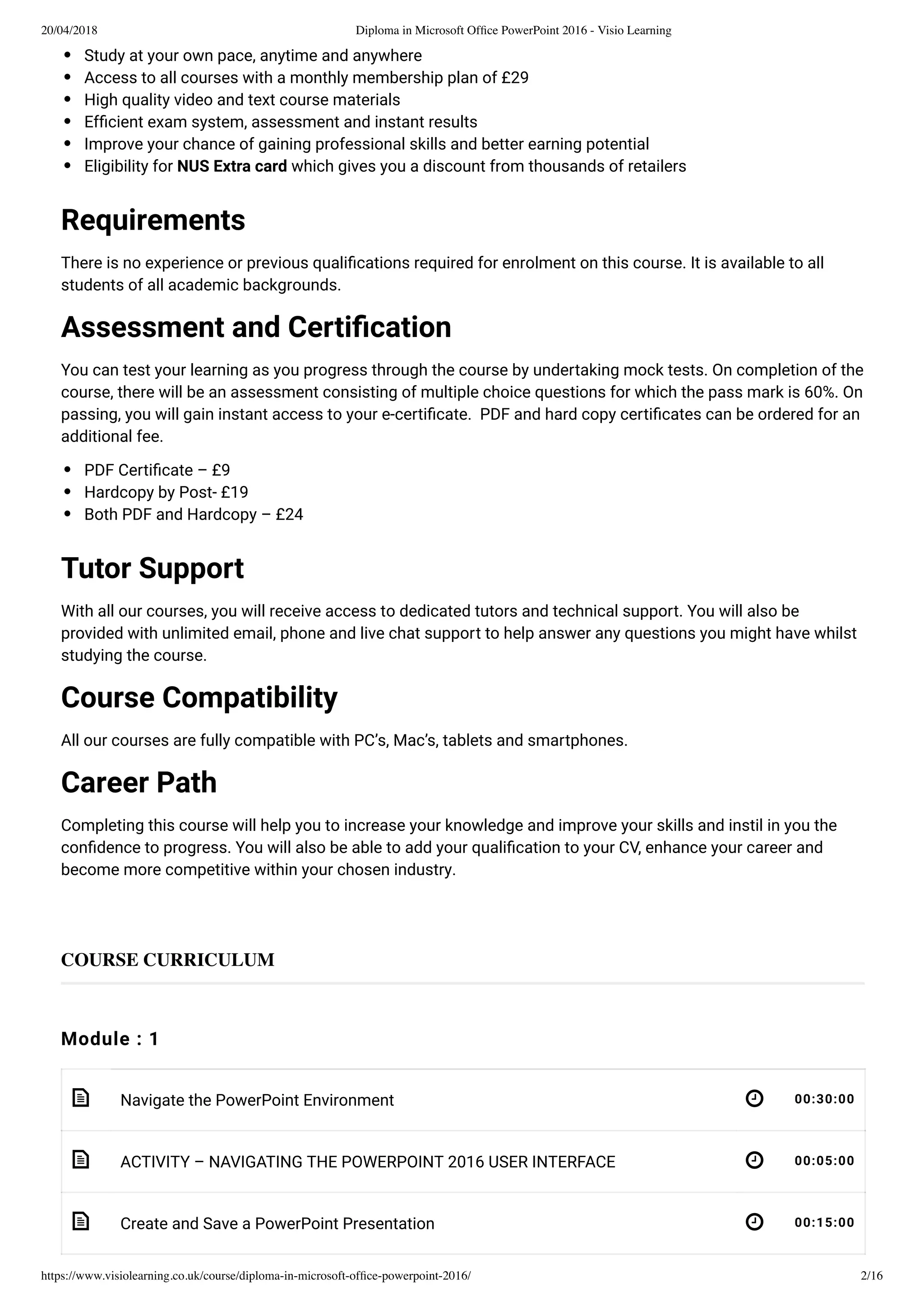 Diploma in microsoft office power point 2016 -Visio Learning | PDF