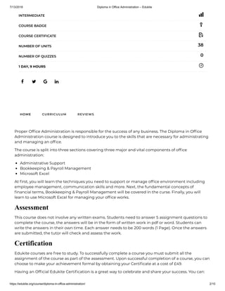 Diploma in Office Administration - Edukite | PDF