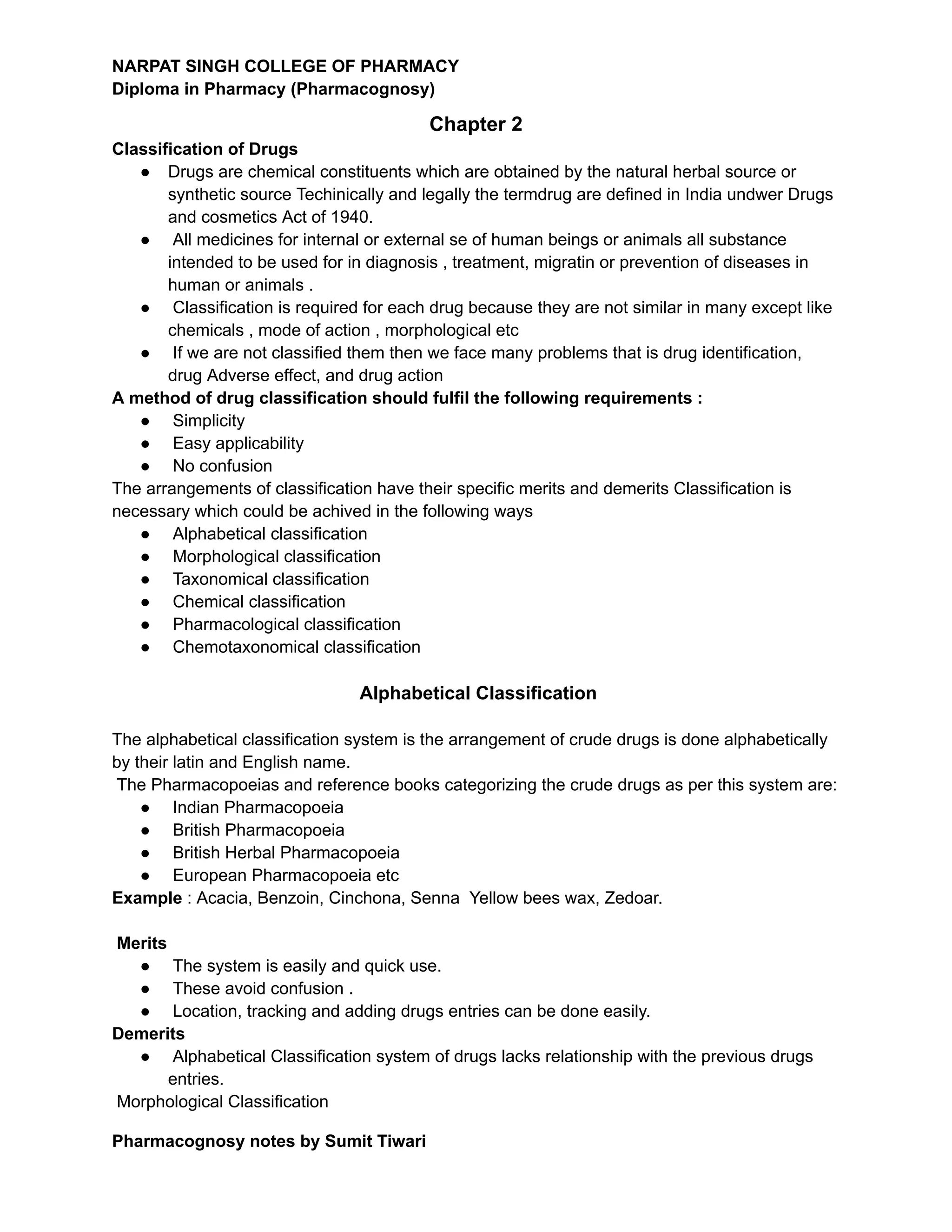 diploma in Pharmacy Chapter 2 Pharmacognosy notes by Sumit Tiwari _.pdf