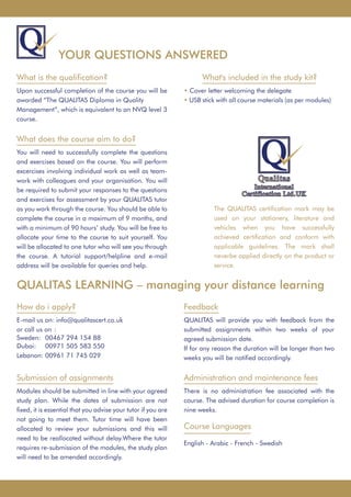 Diploma in quality management qualitas | PDF